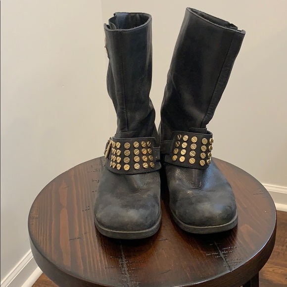 Jessica Simpson | Shoes | Jessica Simpson Black Leather Studded Combat ...
